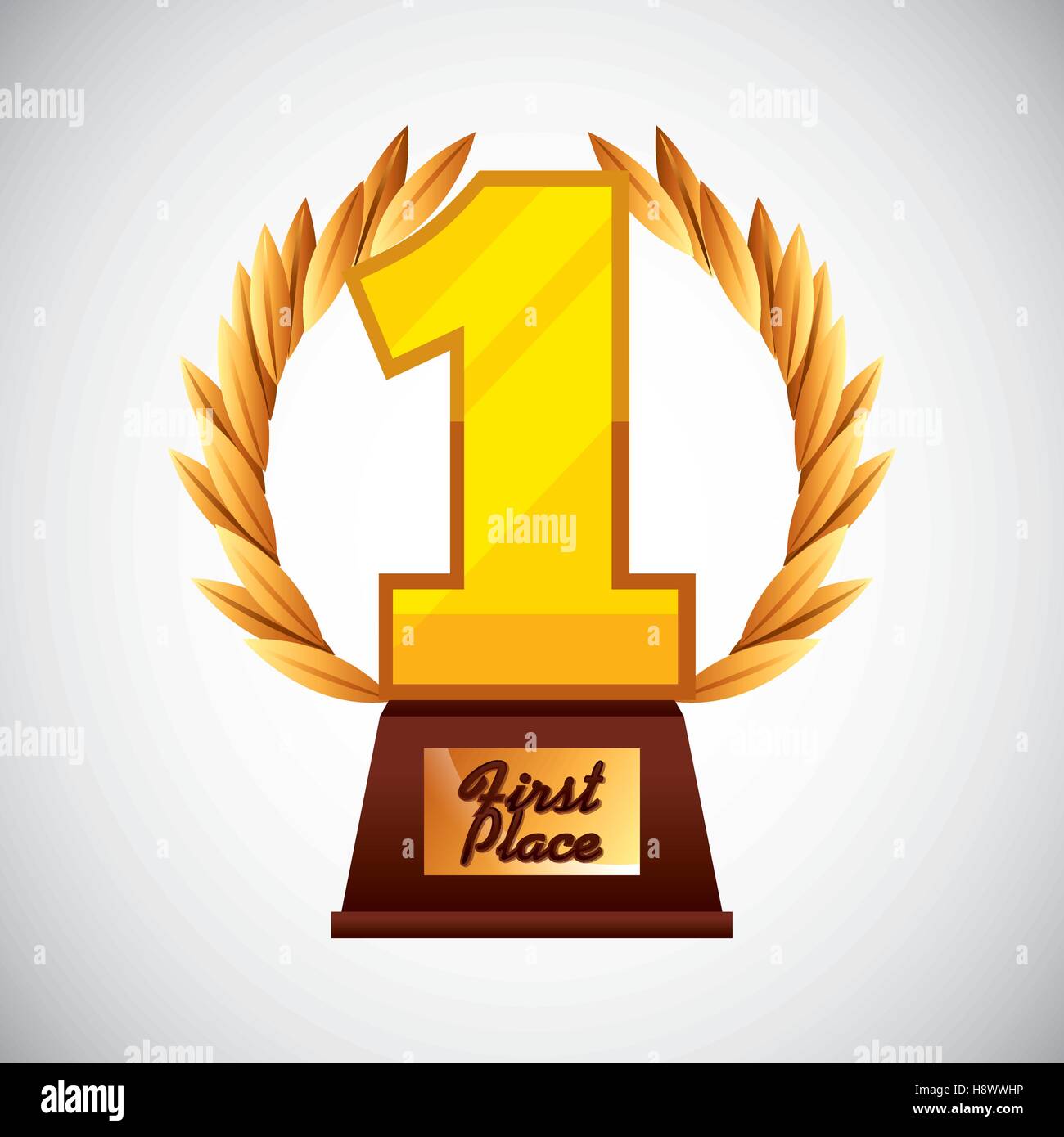 gold trophy in number one shape icon over white background. vector ...