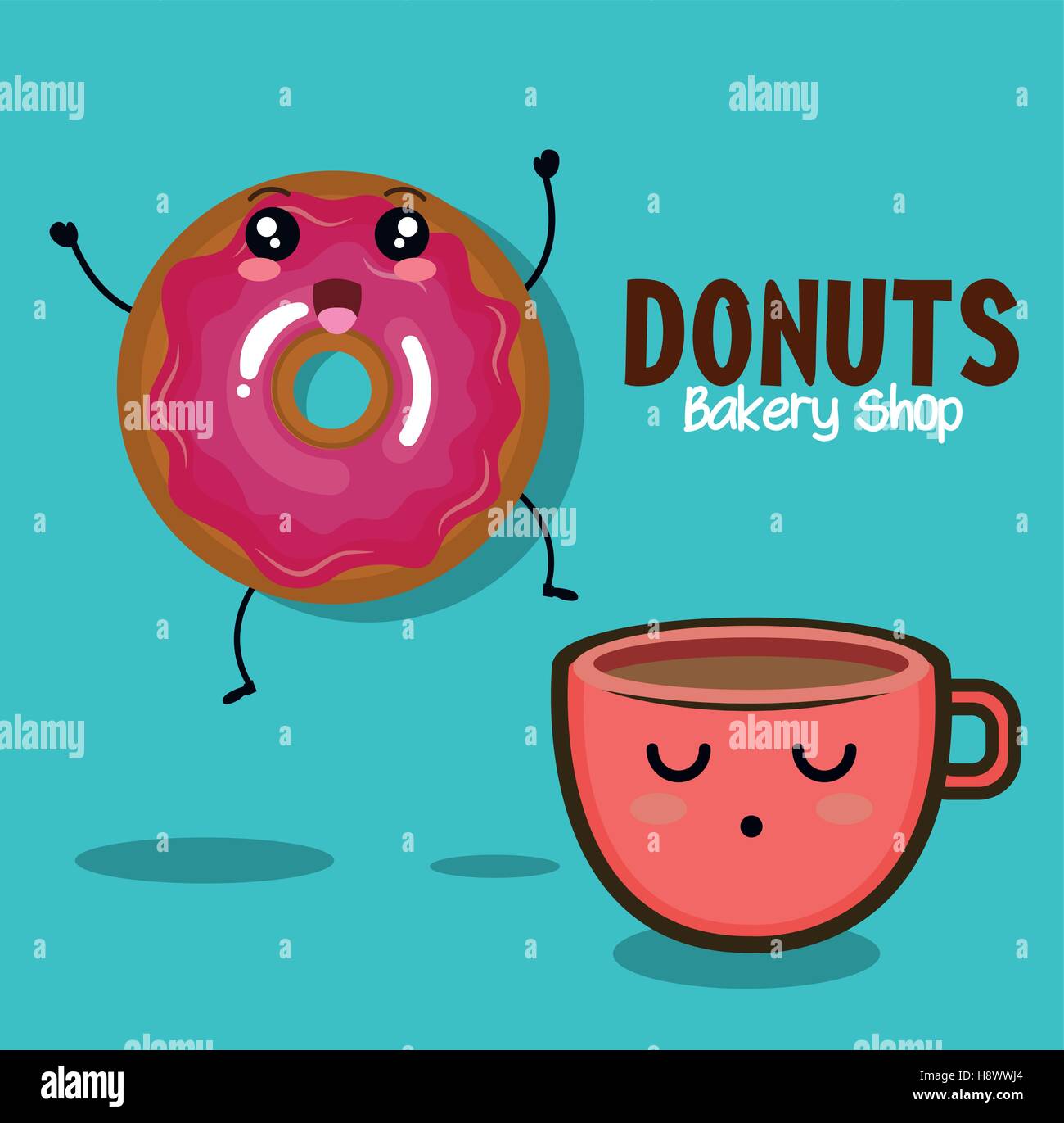 delicious donut comic character vector illustration design Stock Vector ...