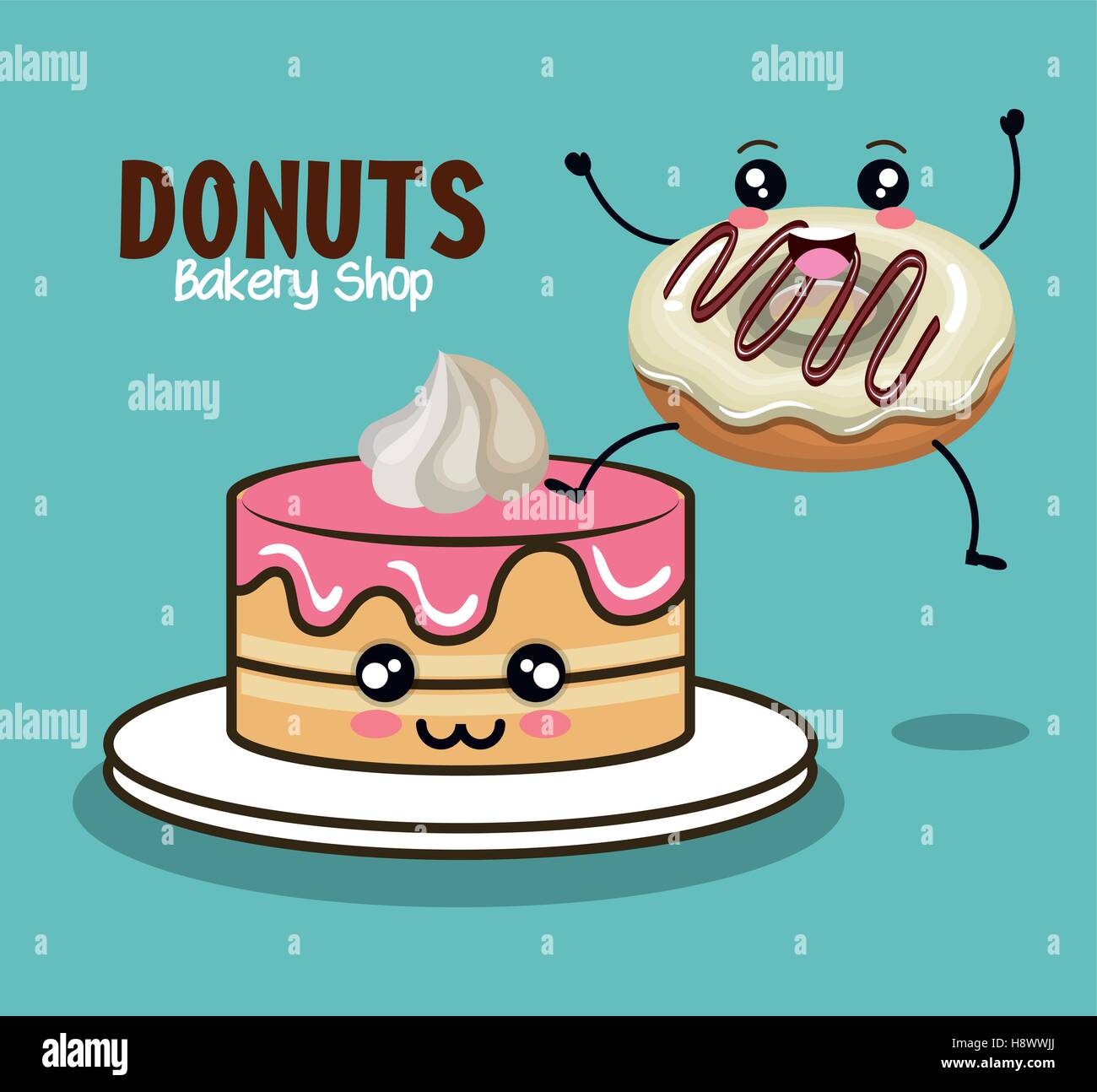 delicious donut comic character vector illustration design Stock Vector ...