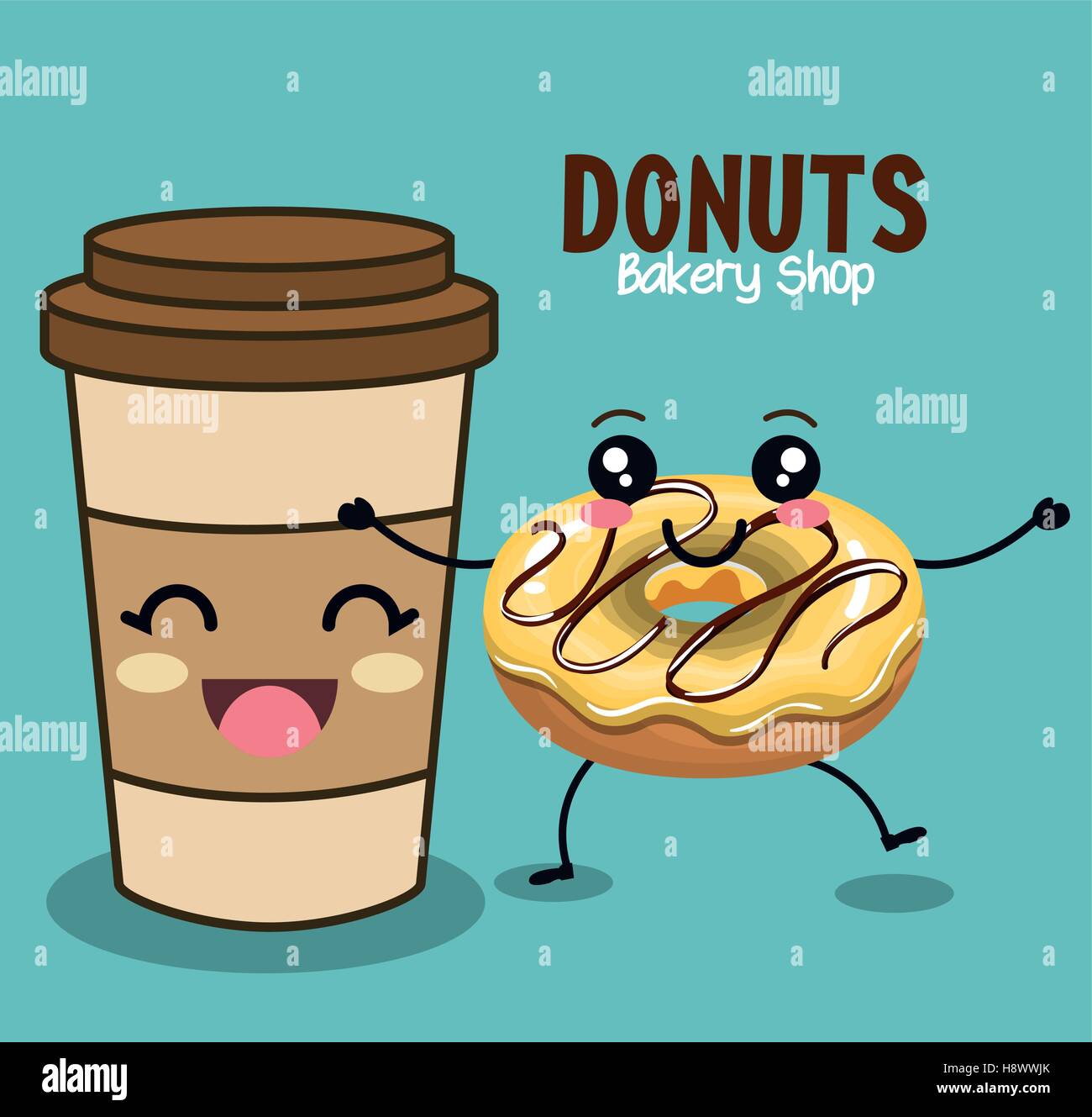 delicious donut comic character vector illustration design Stock Vector ...