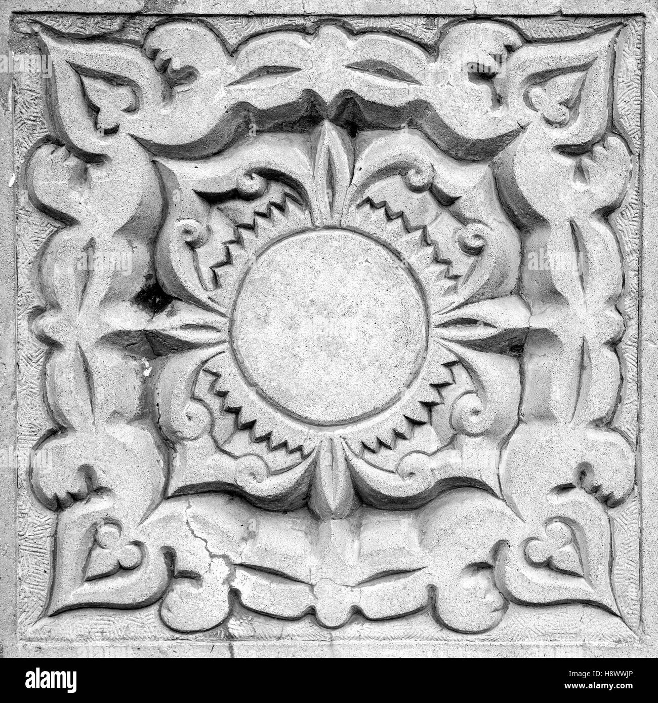 Ornamental frame background sun Black and White Stock Photos & Images ...