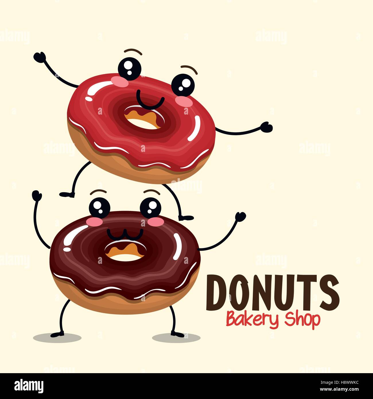 delicious donut comic character vector illustration design Stock Vector ...