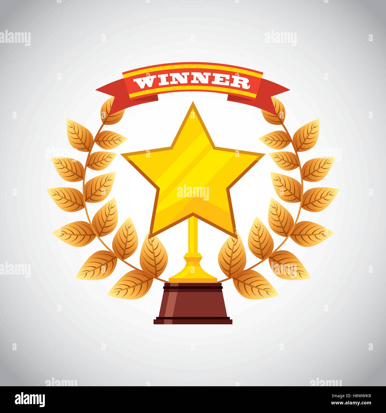 gold winner trophy in star shape icon over white background. vector ...
