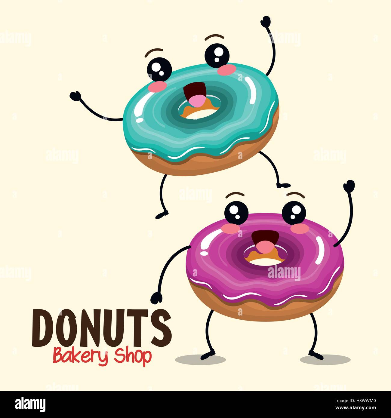 delicious donut comic character vector illustration design Stock Vector ...