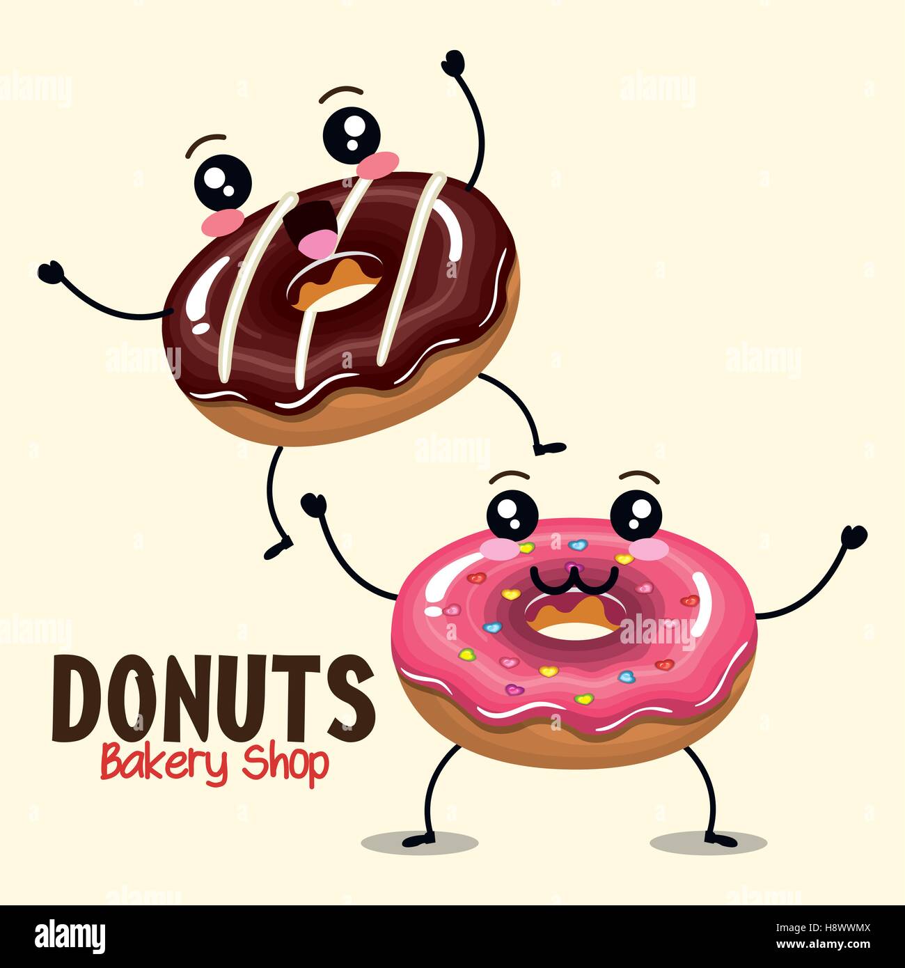delicious donut comic character vector illustration design Stock Vector ...