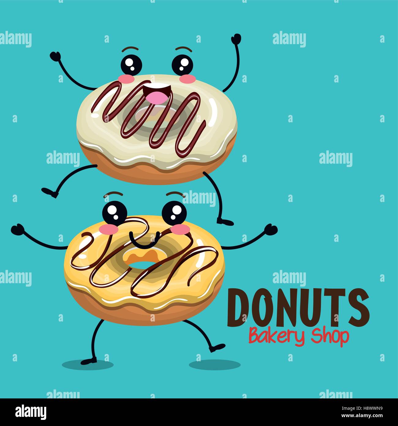 delicious donut comic character vector illustration design Stock Vector ...