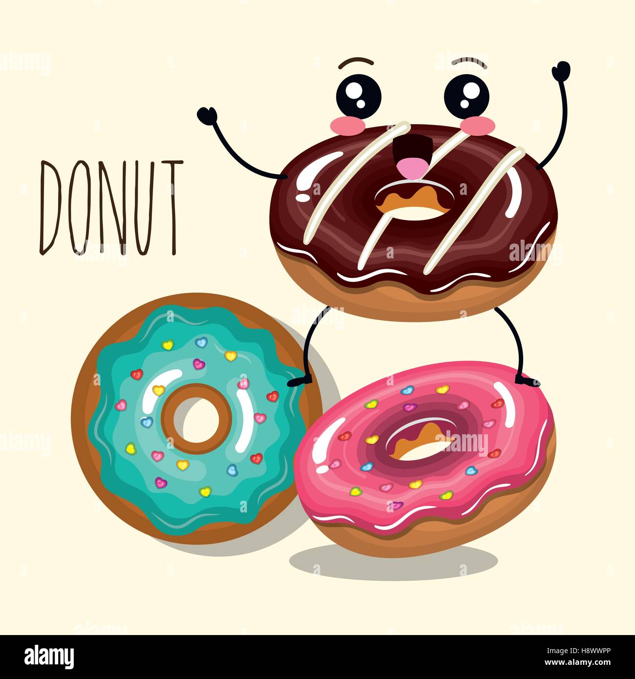 delicious donut comic character vector illustration design Stock Vector ...