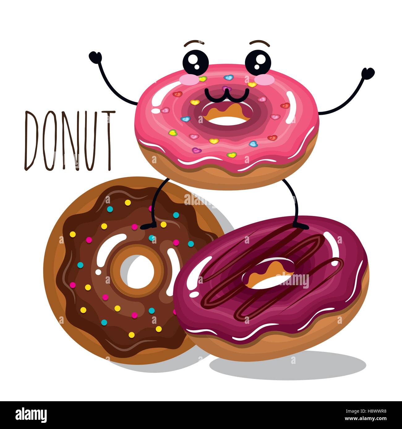 delicious donut comic character vector illustration design Stock Vector ...