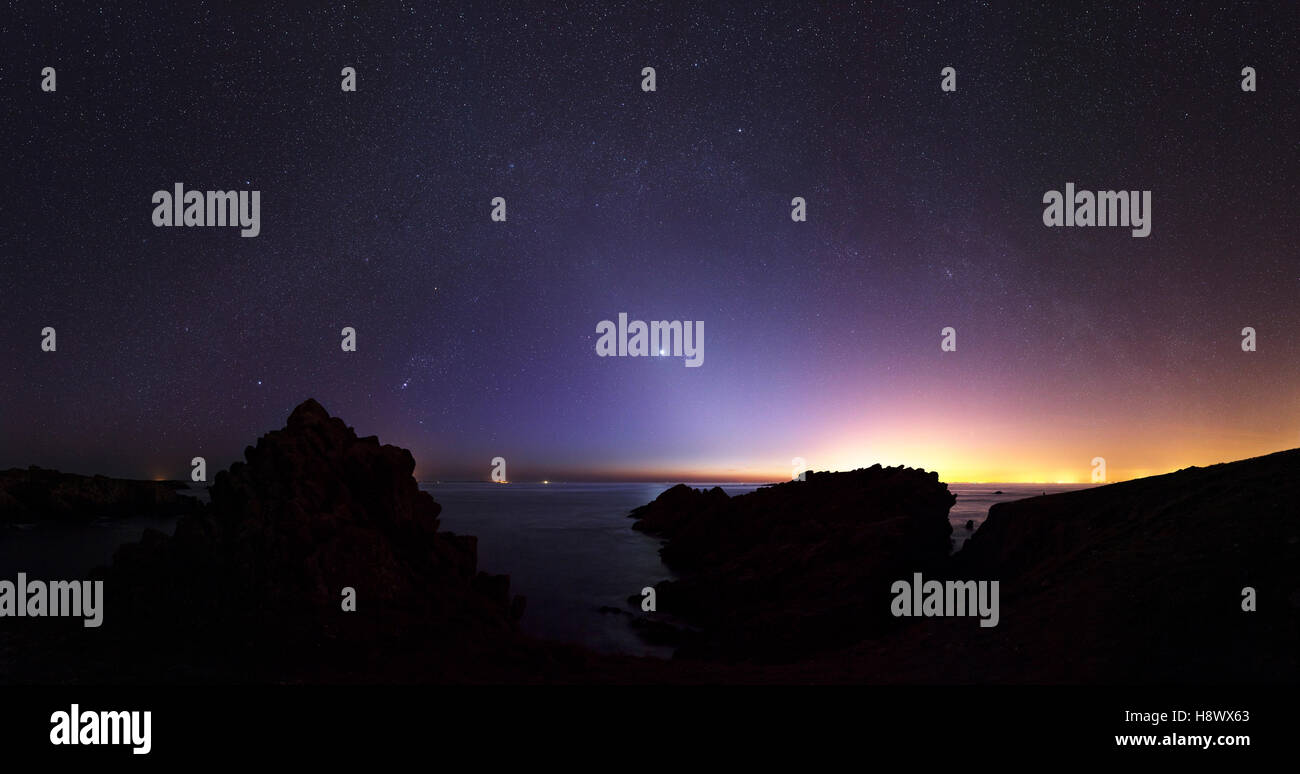 Astronomical Twilight on the island of Houat - Brittany France Stock ...