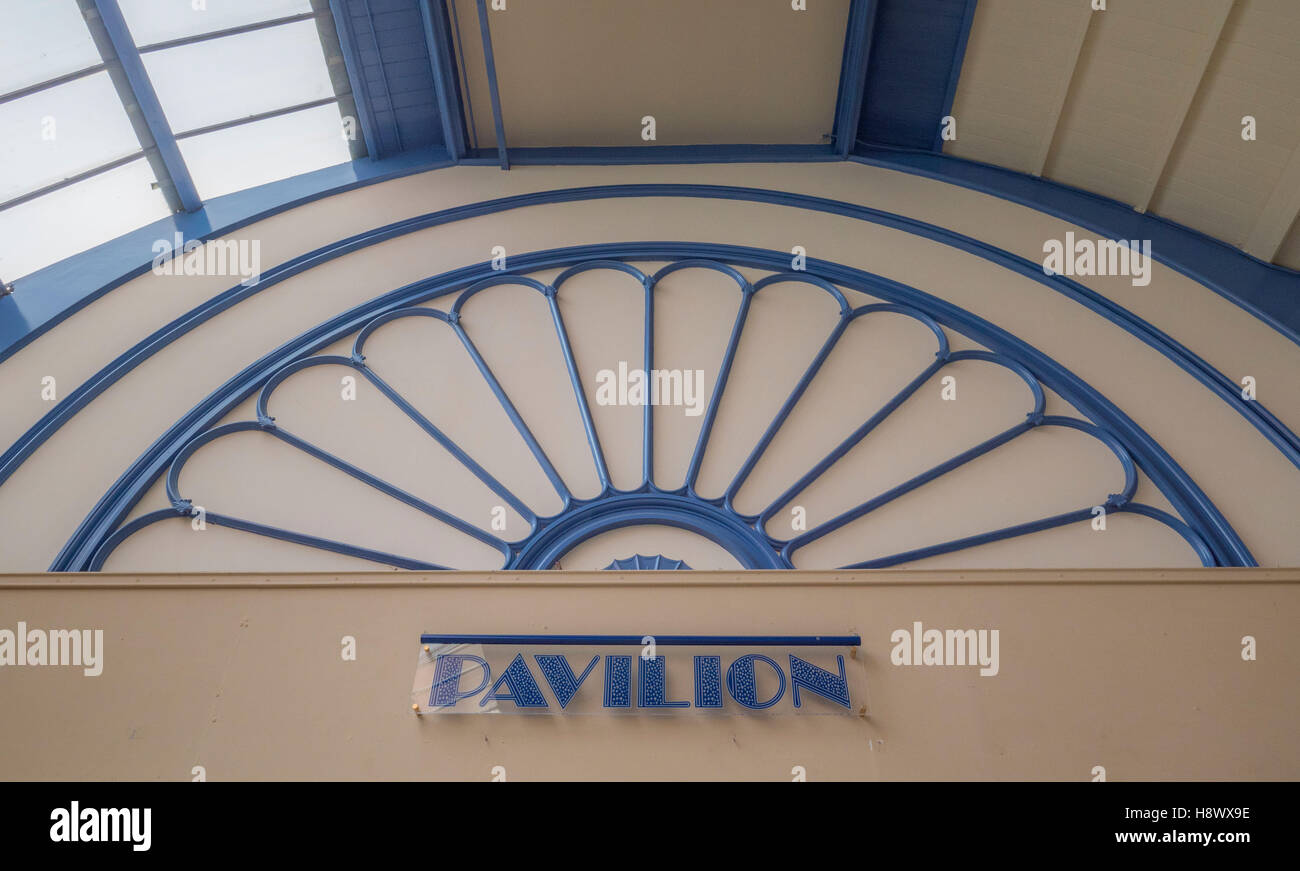 Pavilion sign in The Floral Hall, Winter Gardens, Blackpool, Lancashire ...