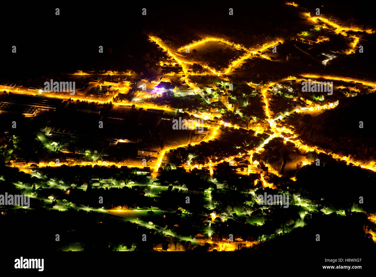 Light pollution in the Bugey - France Stock Photo - Alamy