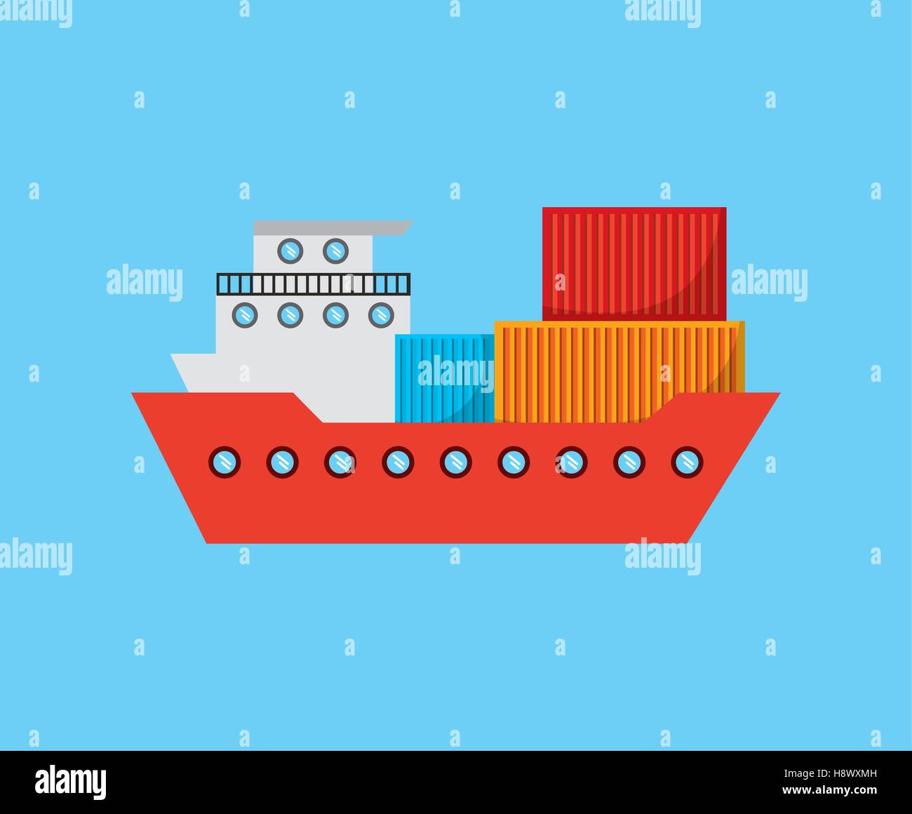 cargo ship with container over blue background. vector illustration ...