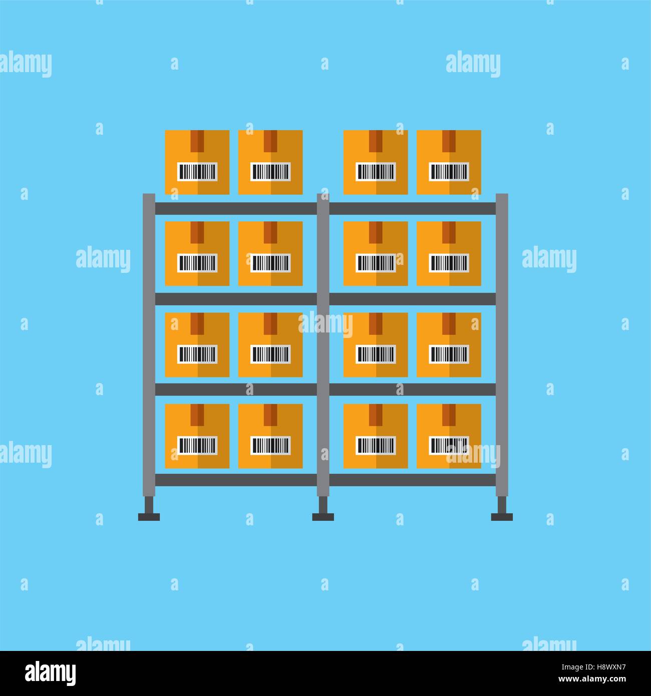 shelf with carton boxes over white background. colorful design. vector ...