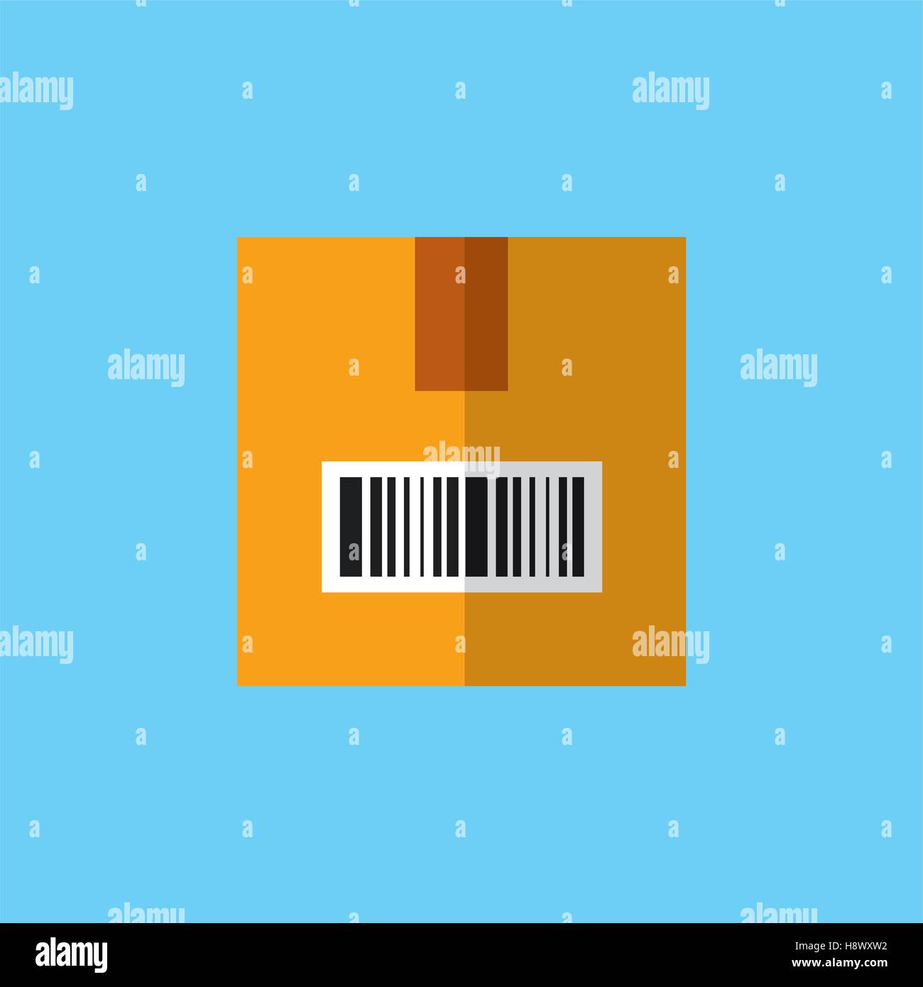 carton box with bars code over blue background. colorful design. vector ...