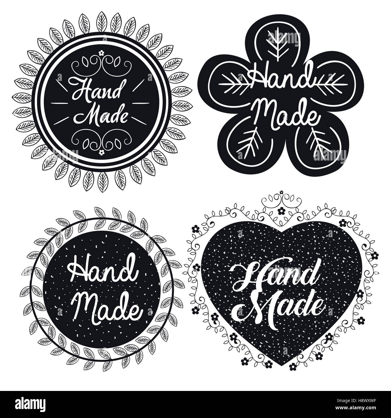 hand made labels monochrome icon vector illustration design Stock ...