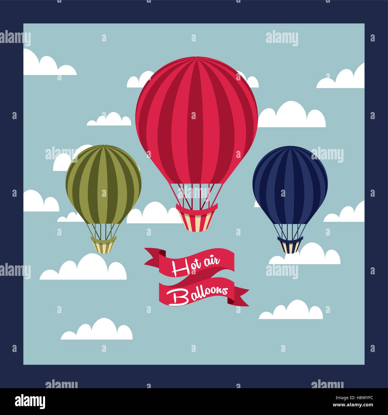 air balloon vehicle over sky background. colorful design. vector ...