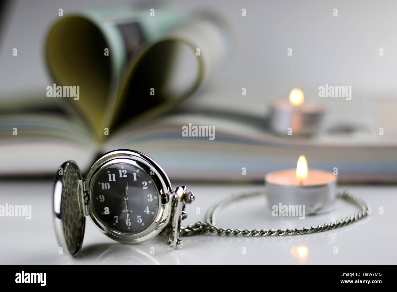 Old Book Watch Candle Quill High Resolution Stock Photography and ...