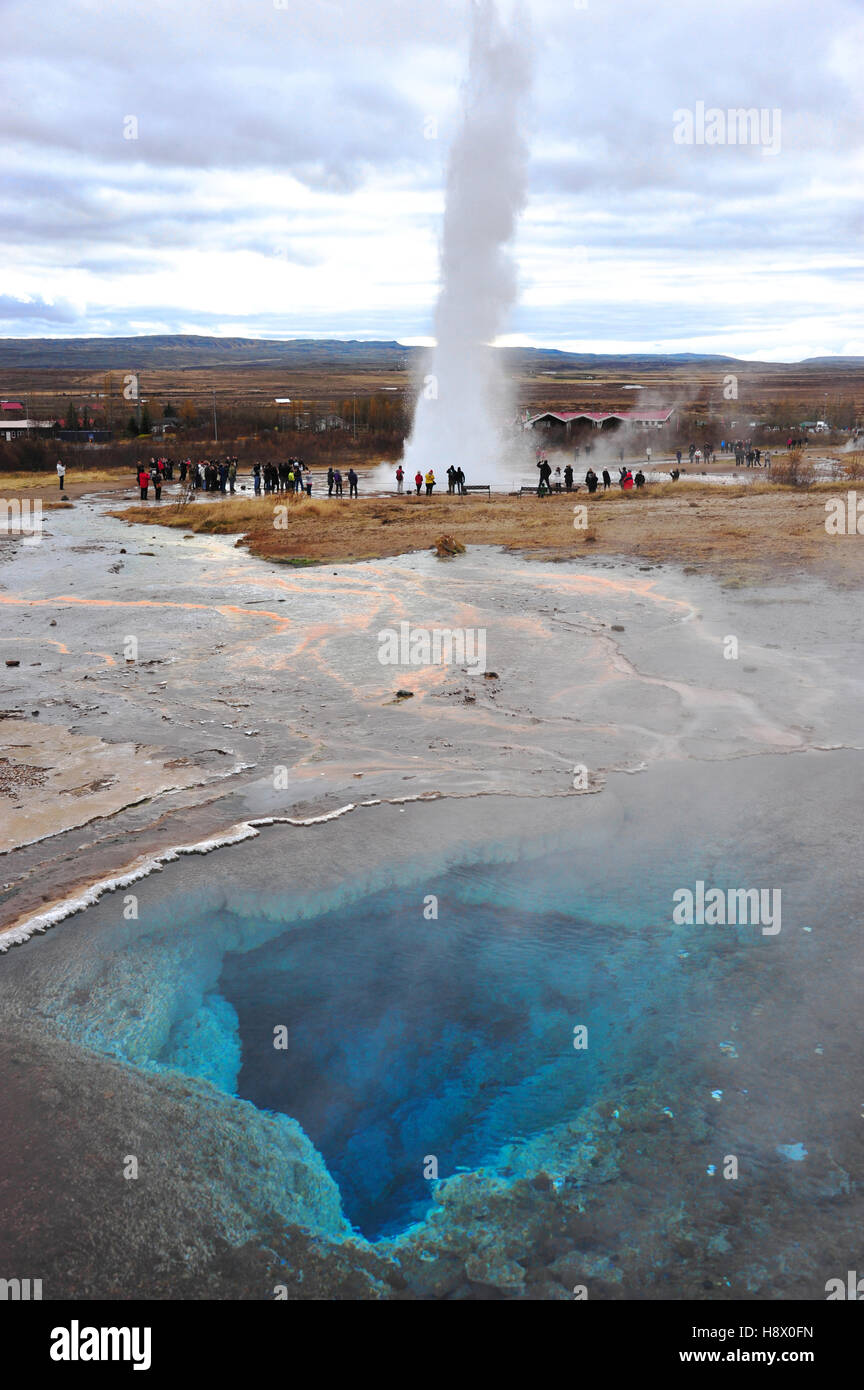 Geyser activity - Geysir Site Iceland Stock Photo - Alamy