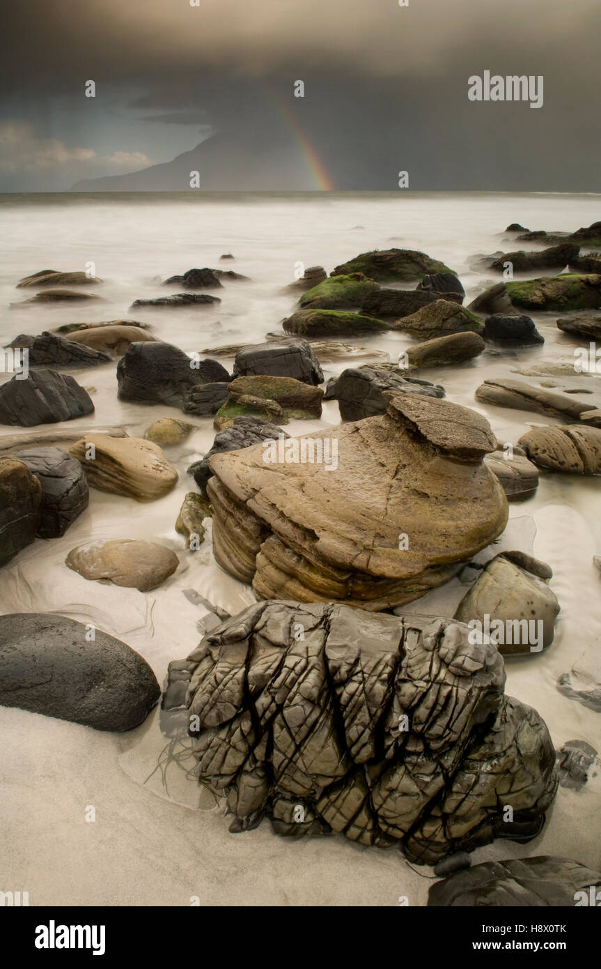 Singing sands Beach on island of Eigg - Small isles Hebrides Stock ...