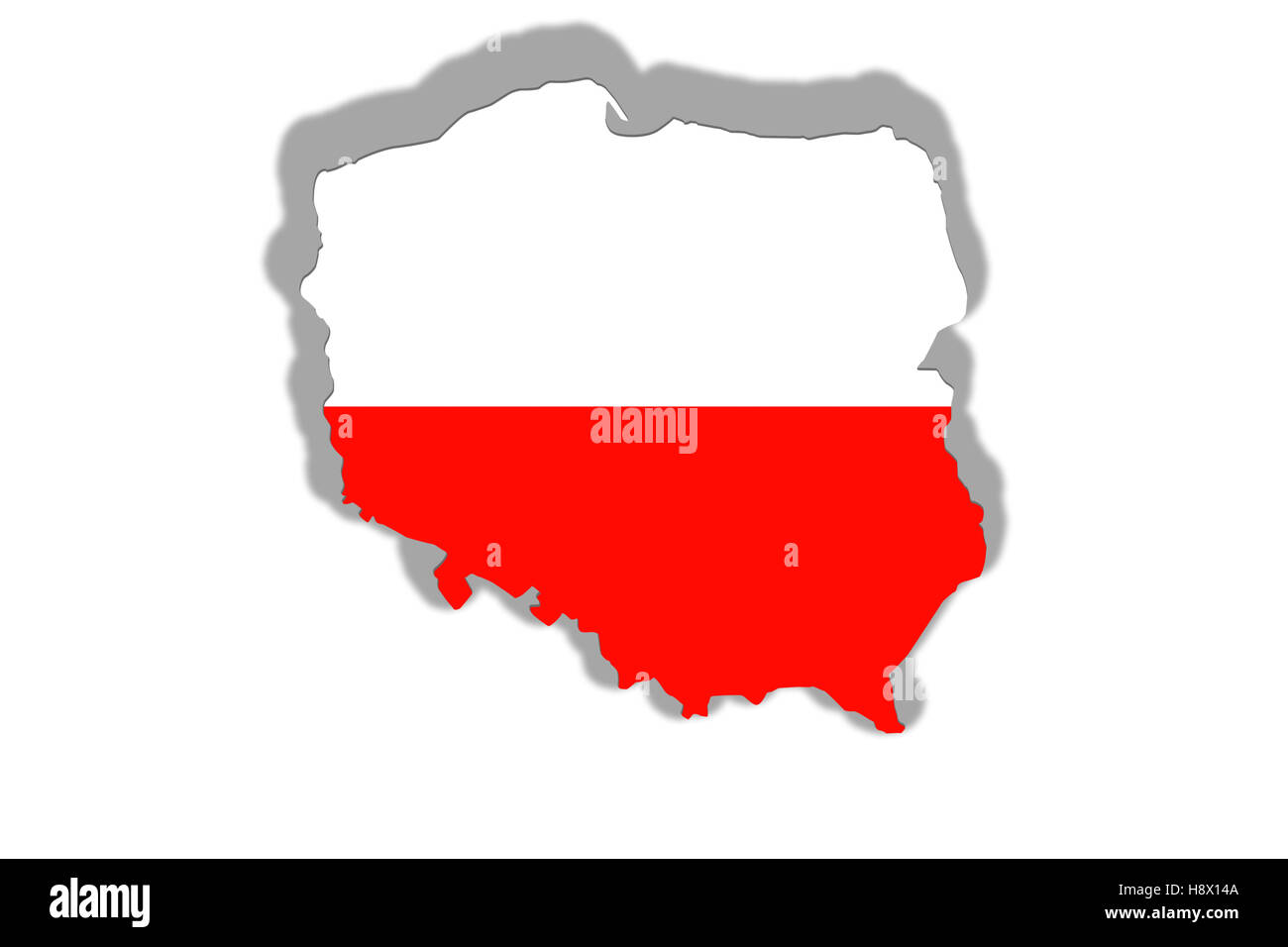 Map of Poland with shadow on a white background Stock Photo - Alamy