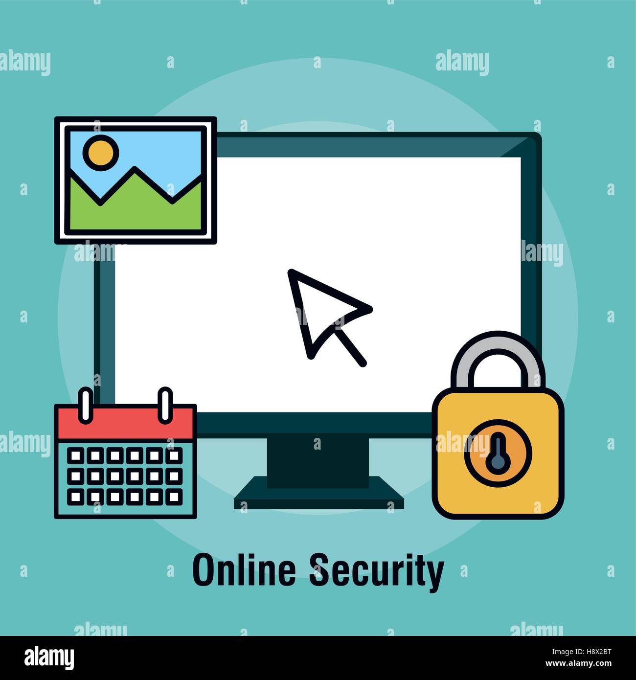 online security flat icons vector illustration design Stock Vector ...