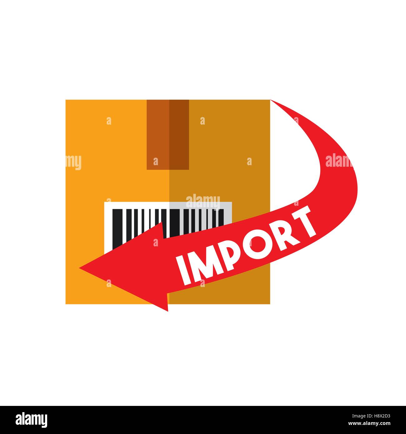 carton box with red arrow with import word. export and import colorful ...