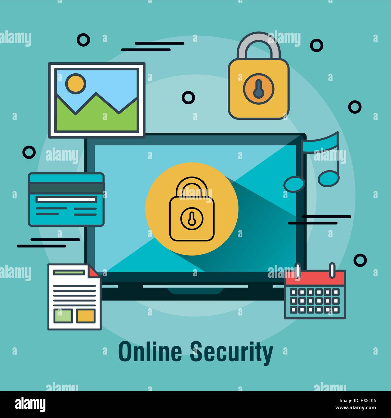 online security flat icons vector illustration design Stock Vector ...