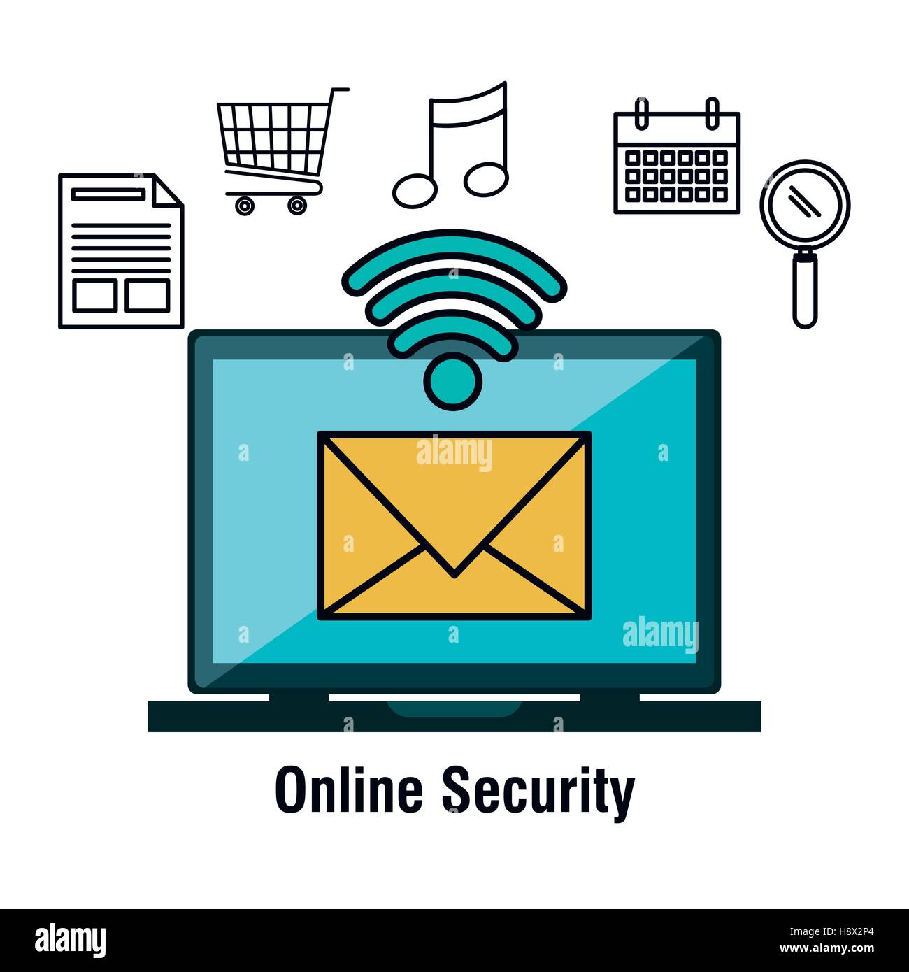 online security flat icons vector illustration design Stock Vector ...