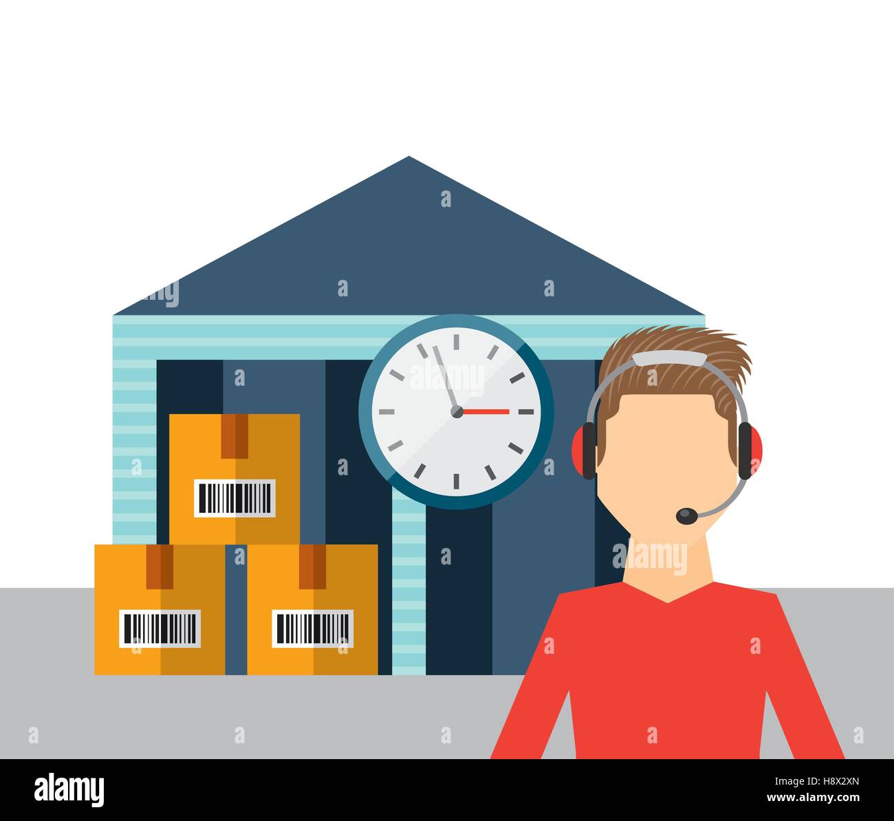 warehouse with carton boxes and logistics support worker. export and ...