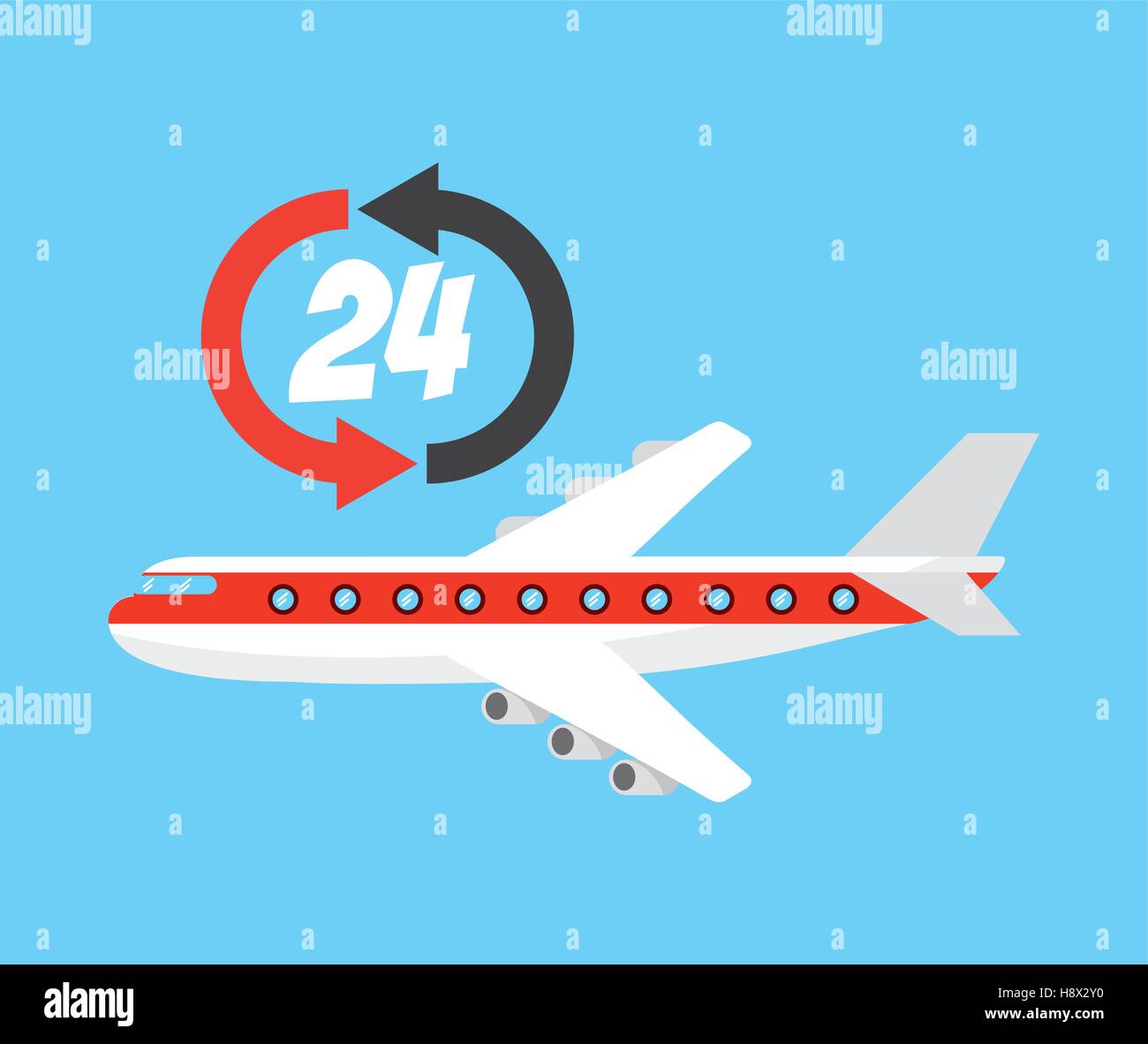 airplane vehicle with logistic service icon. export and import colorful ...