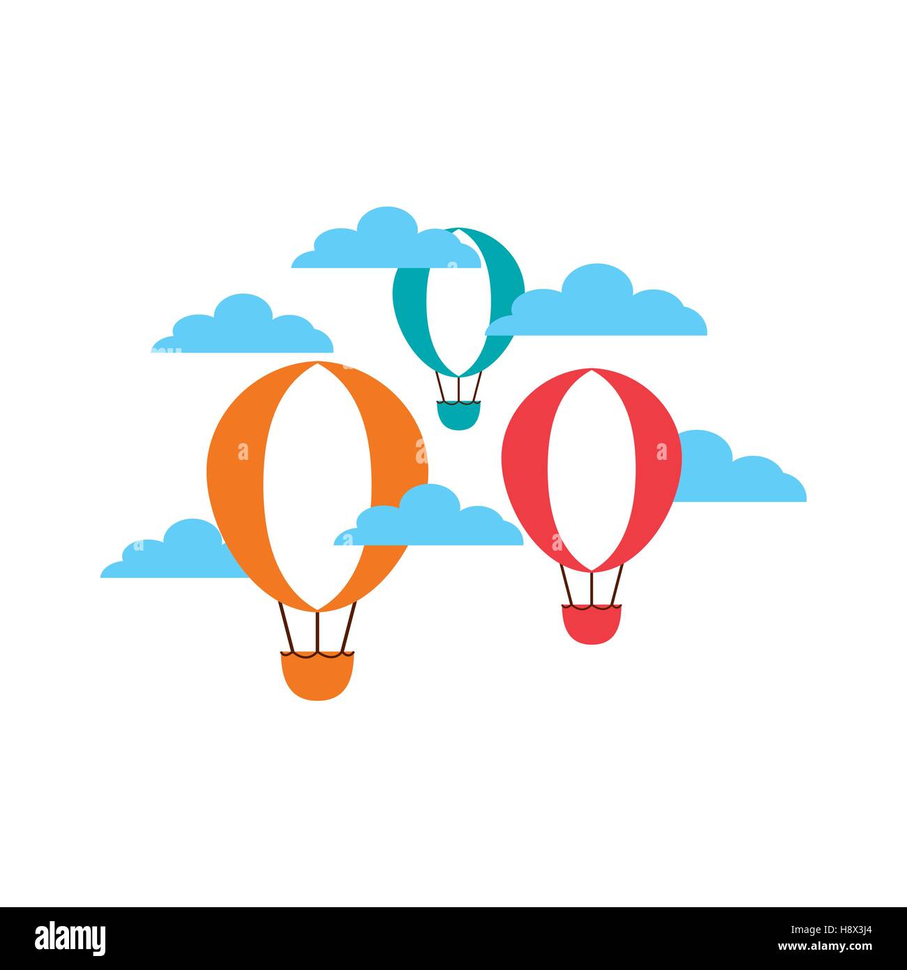 colorful air balloons flying on the sky. vector illustration Stock ...