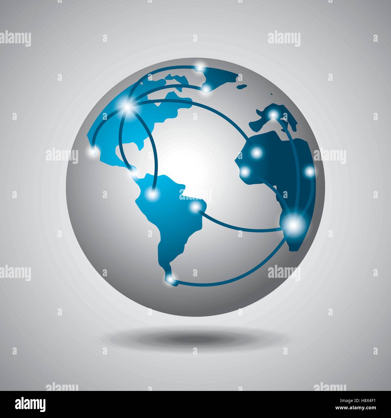 earth sphere icon with network arrows over white background. vector ...