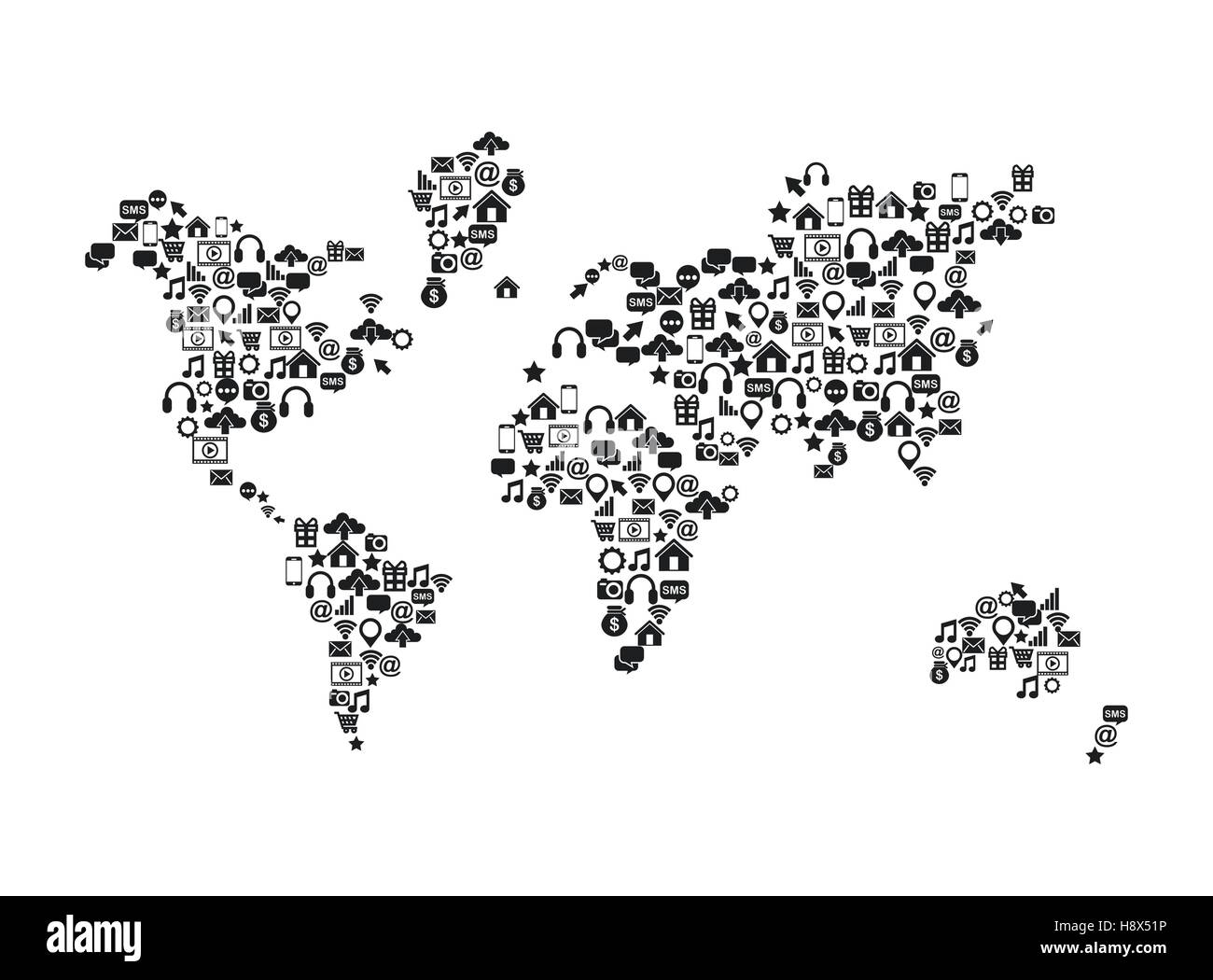 world map with social media icons over white background. vector ...
