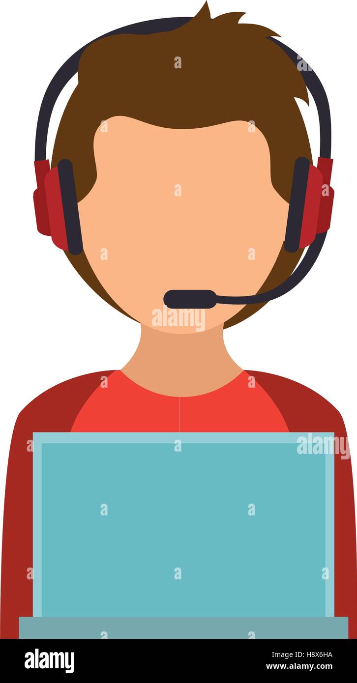 Avatar of a person working on laptop vector illustration design Stock ...