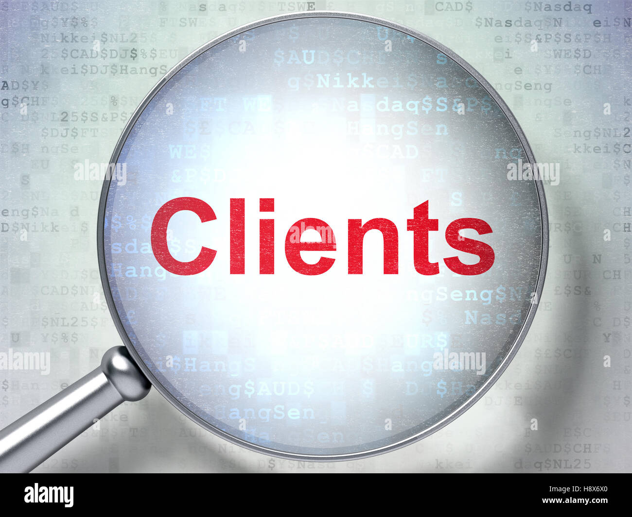 Finance concept: Clients with optical glass Stock Photo - Alamy