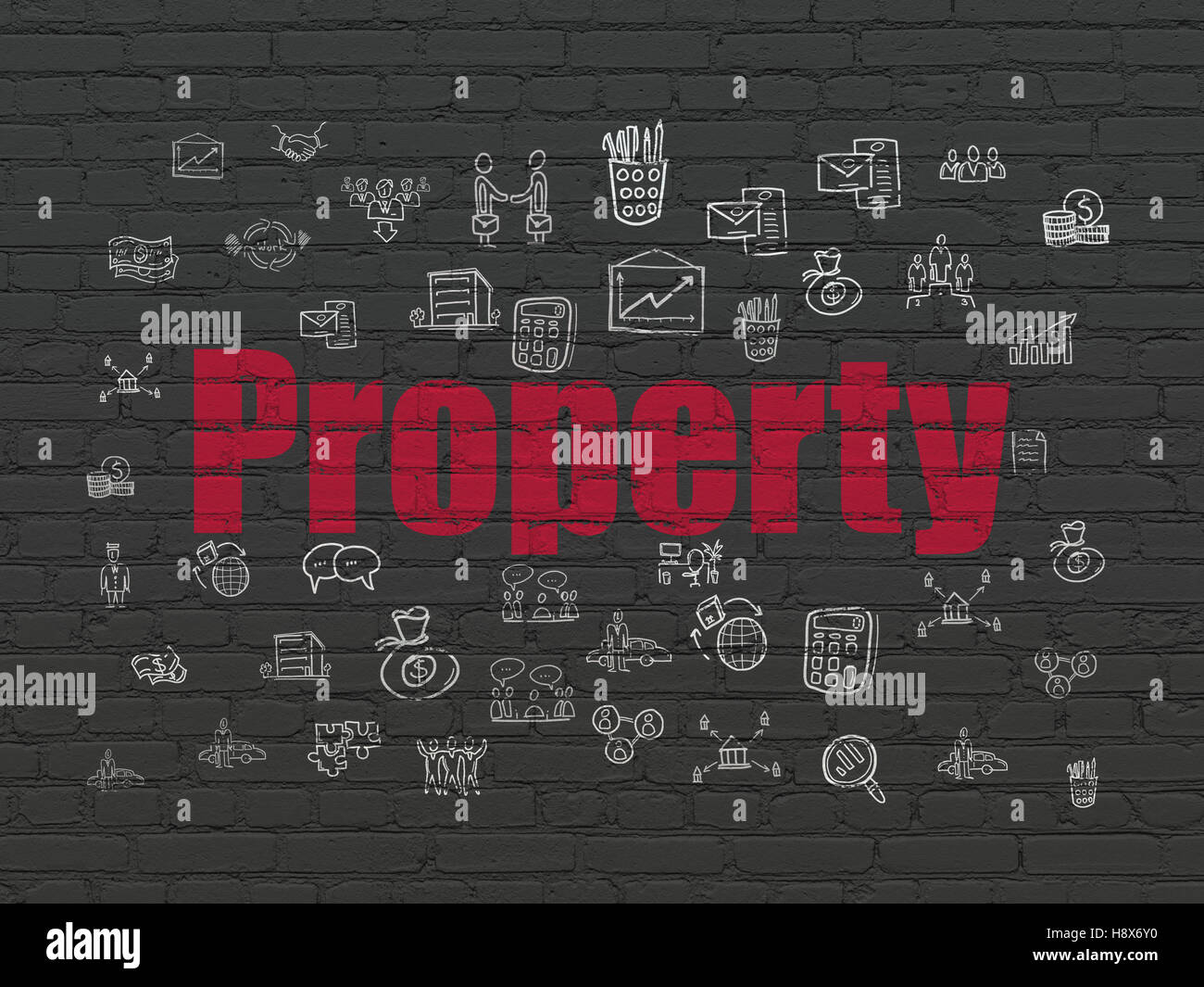 Finance concept: Property on wall background Stock Photo - Alamy