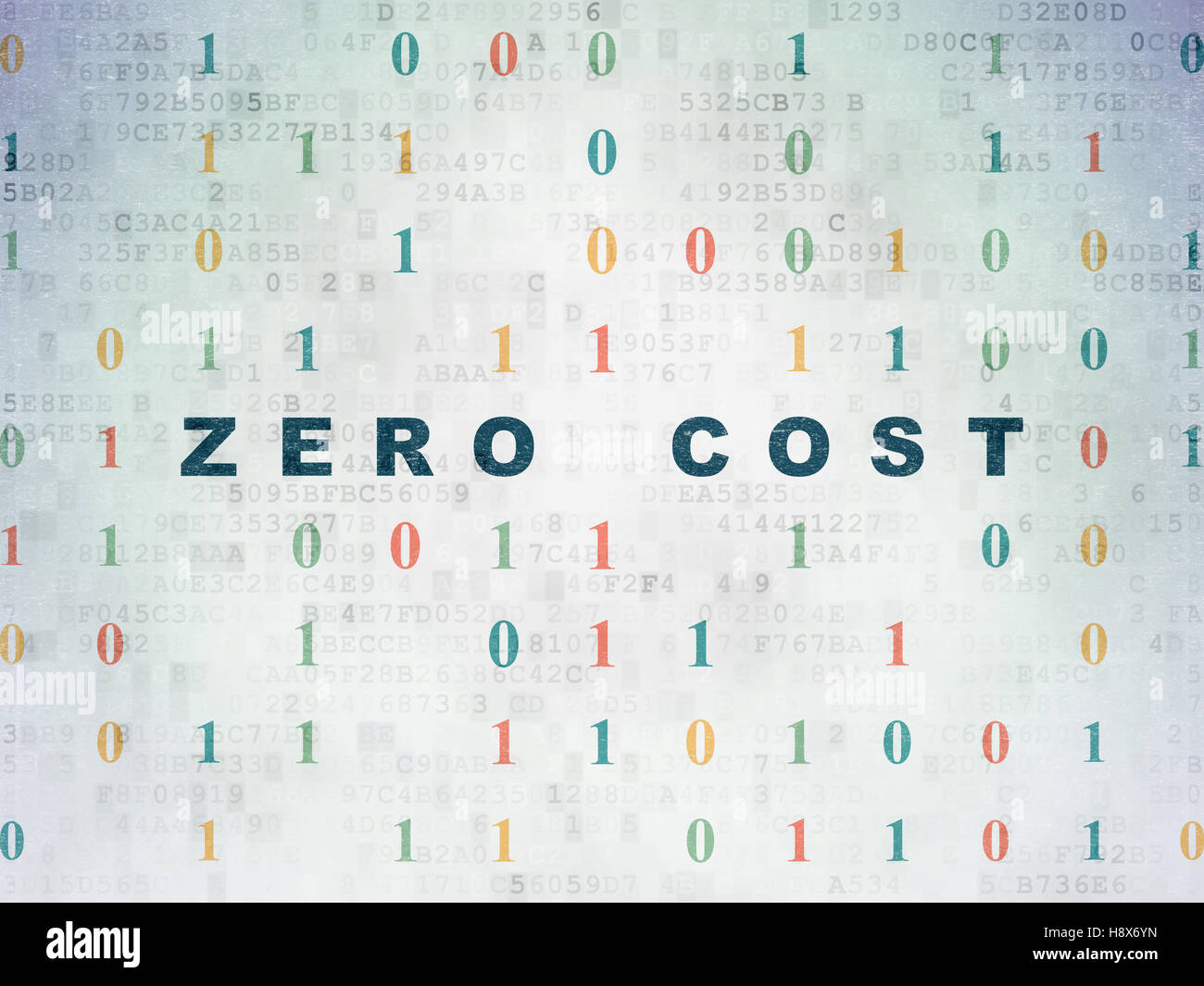 Finance concept: Zero cost on Digital Data Paper background Stock Photo ...
