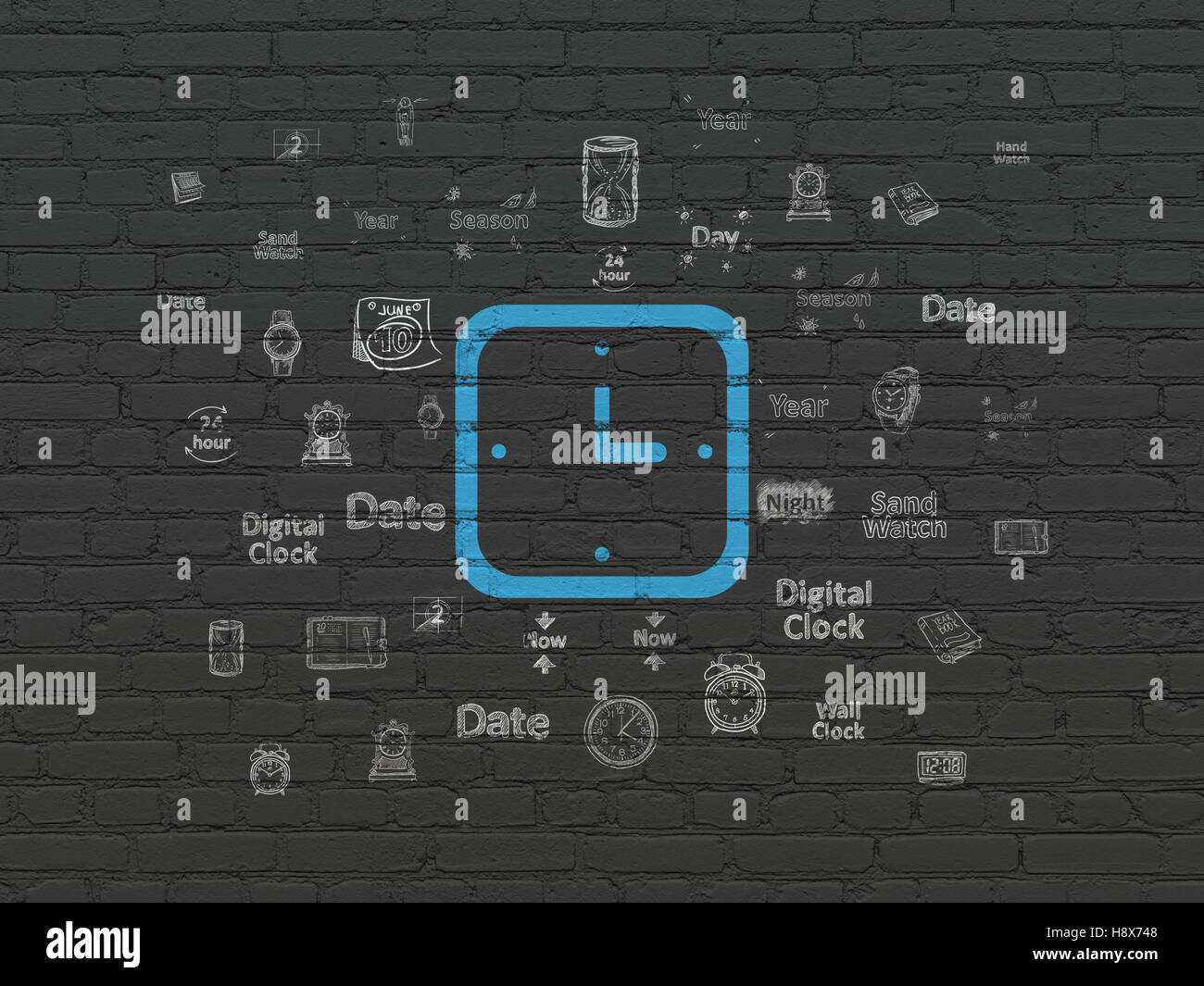 Timeline concept: Watch on wall background Stock Photo - Alamy