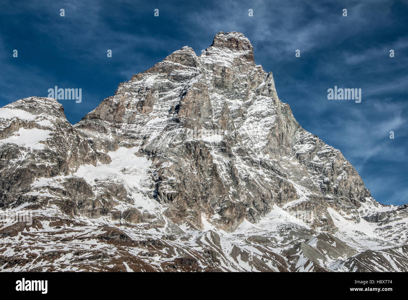 A view of the Cervino Mont Cervin, italian side of the Matterhorn as it ...