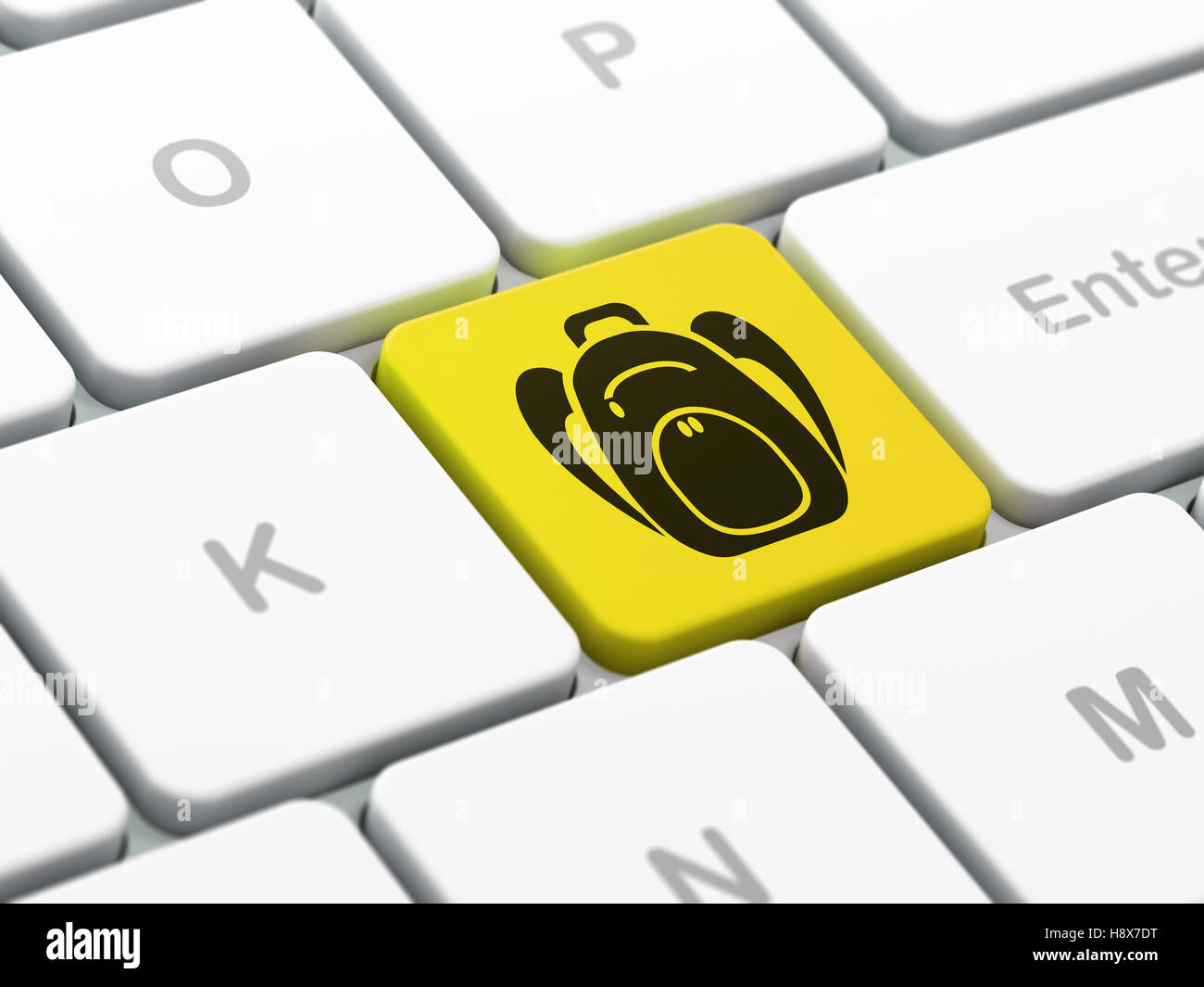 Learning concept: Backpack on computer keyboard background Stock Photo ...