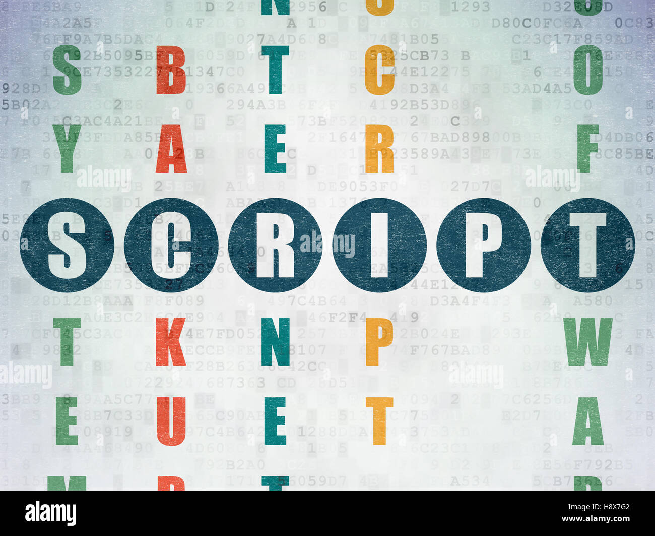 Database concept: Script in Crossword Puzzle Stock Photo - Alamy