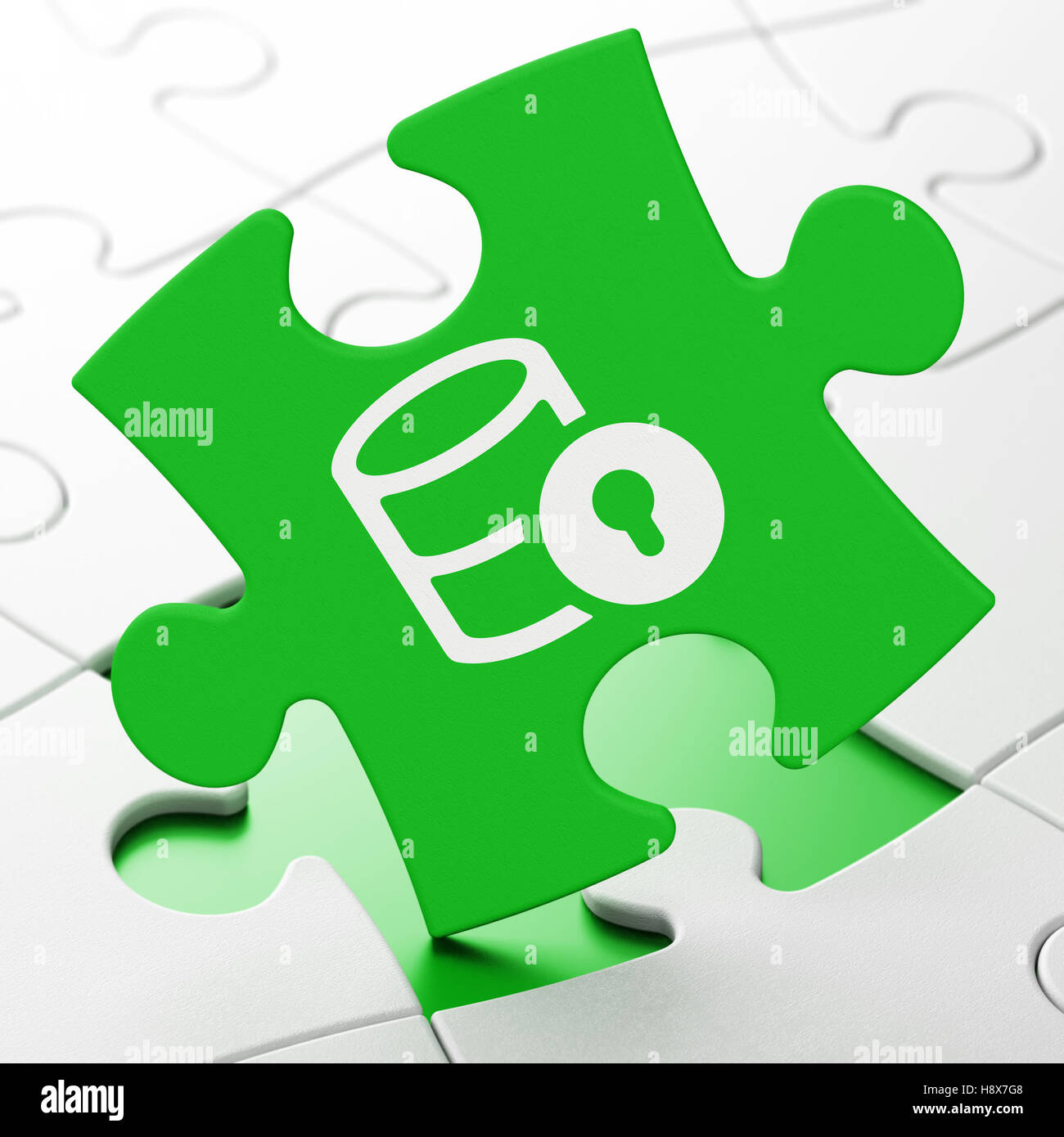 Programming concept: Database With Lock on puzzle background Stock ...