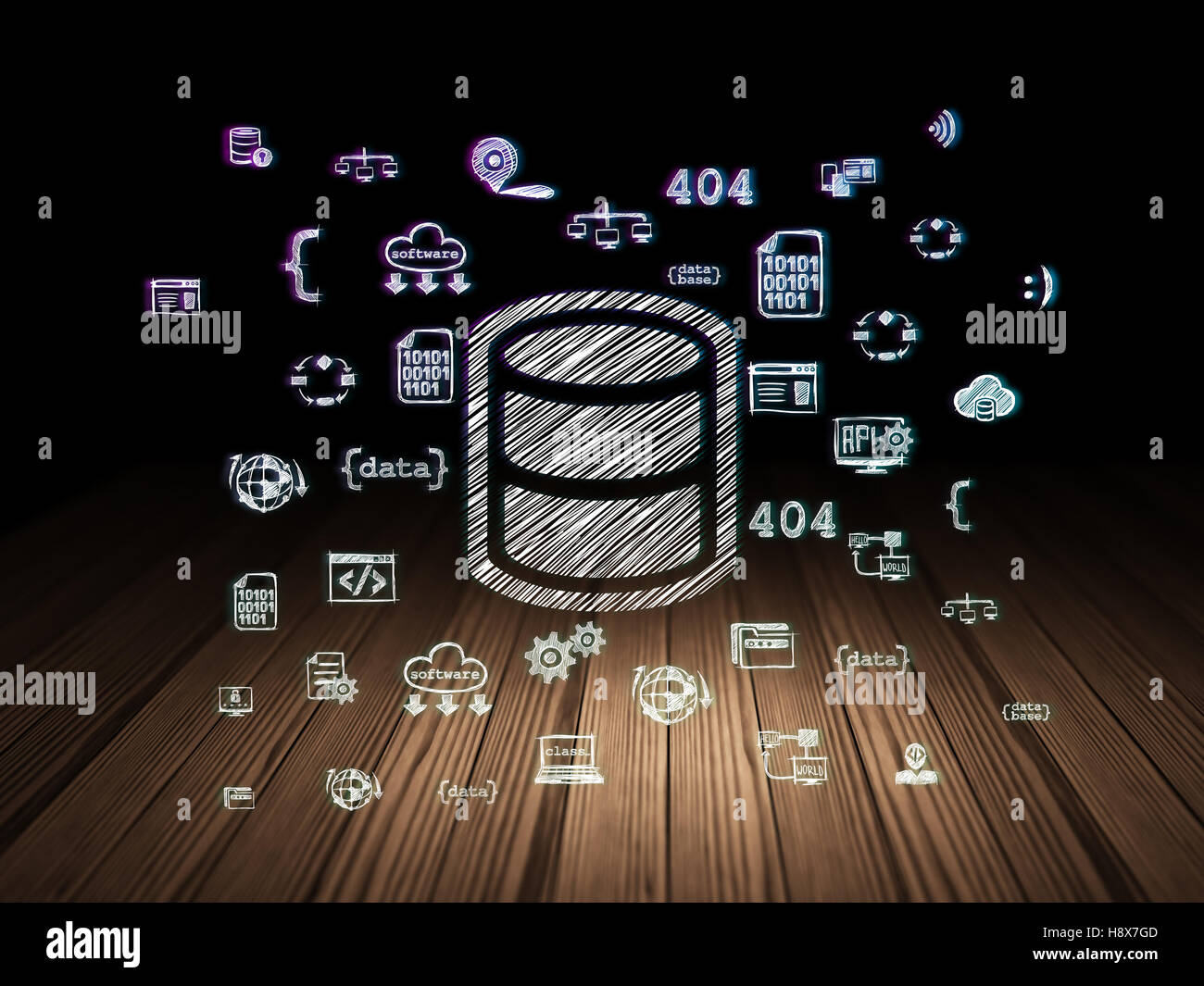 Database concept: Database in grunge dark room Stock Photo - Alamy