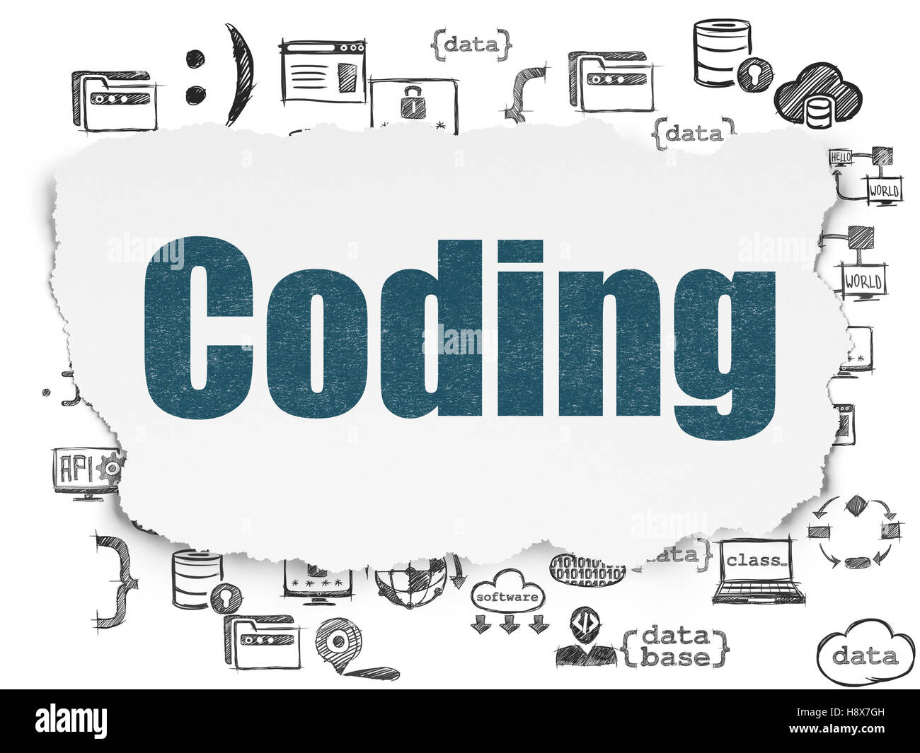 Programming concept: Coding on Torn Paper background Stock Photo - Alamy