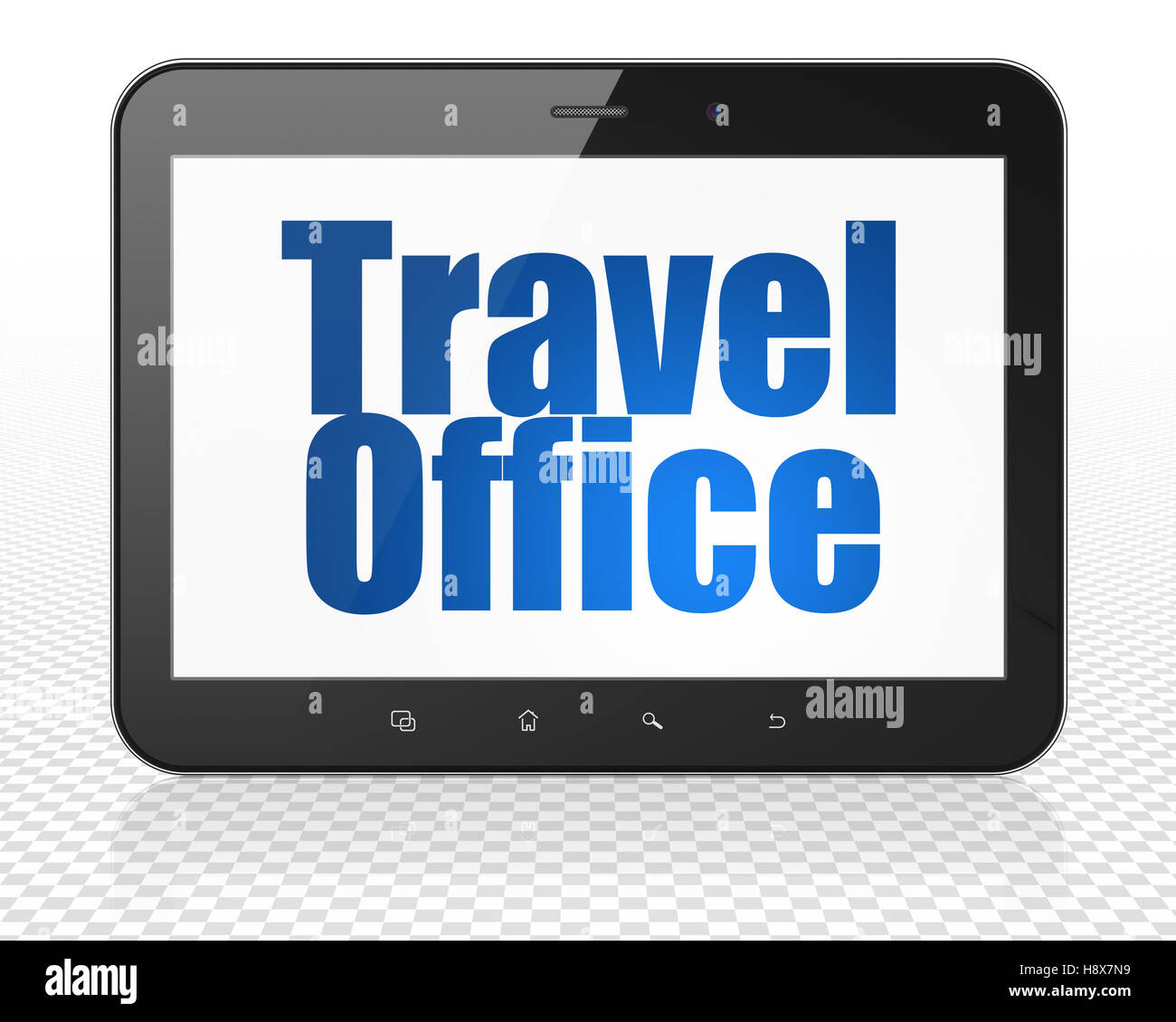Vacation concept: Tablet Pc Computer with Travel Office on display ...