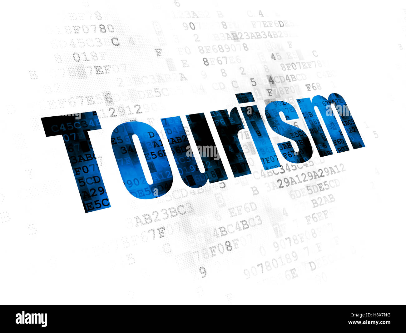 Tourism concept: Pixelated blue text Tourism on Digital background ...