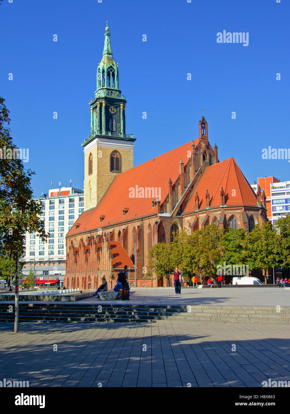 St. Mary`s redbrick gothic church for Protestant services, Berlin Stock ...