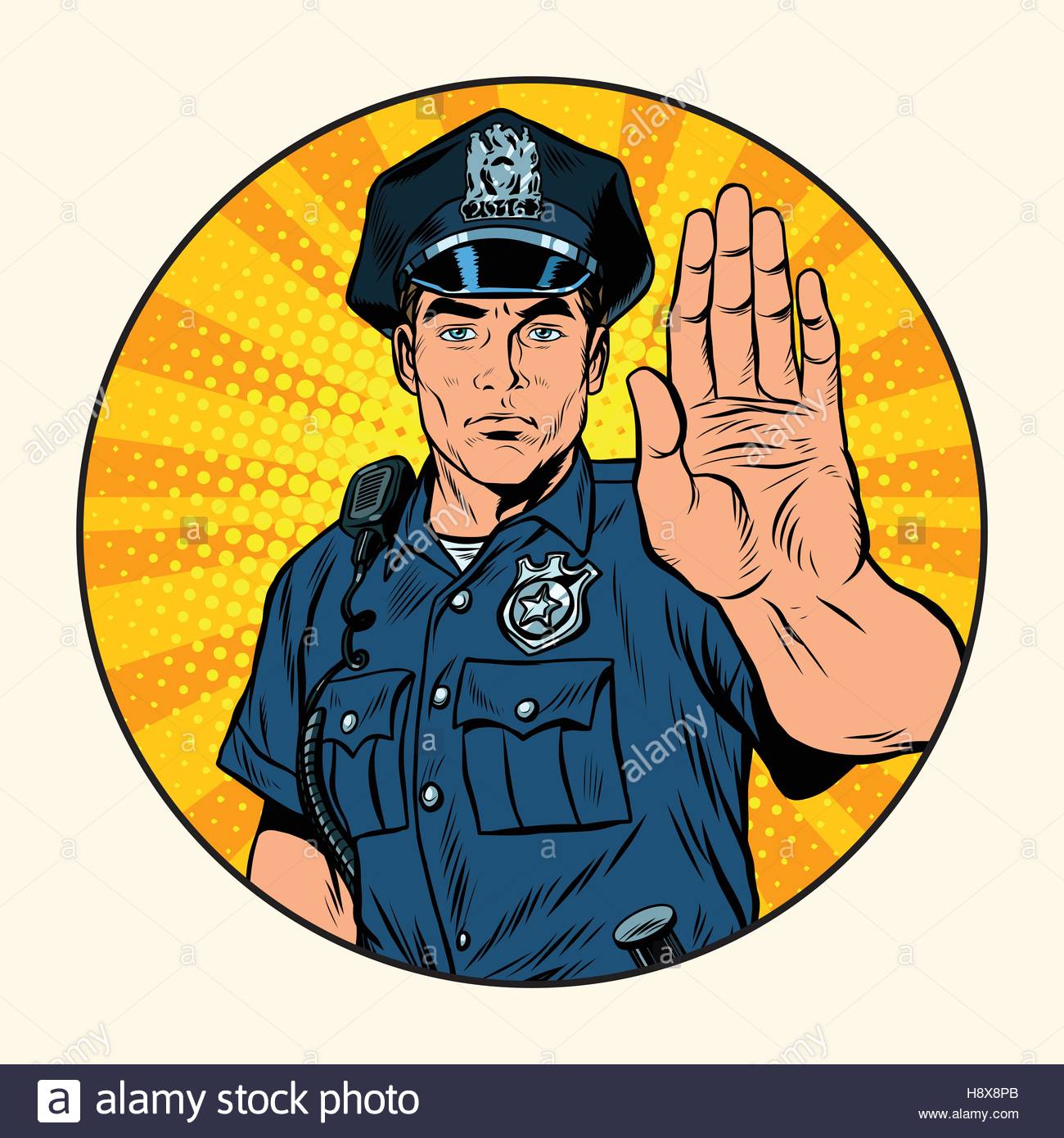 Retro police officer stop gesture Stock Vector Art & Illustration ... Retro police officer stop gesture Stock Vector Art & Illustration ...