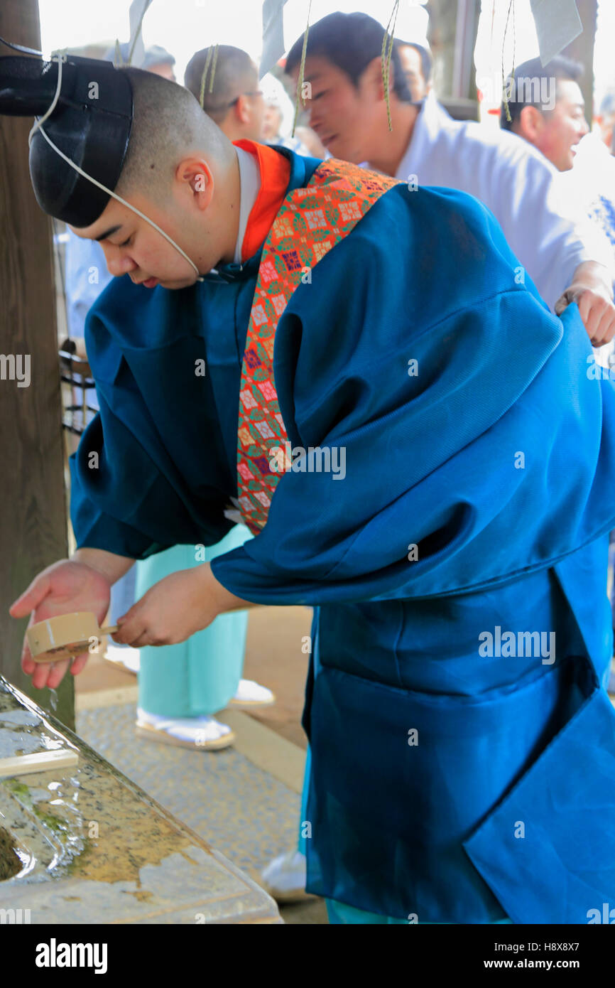 Japan, Sakura City, festival, shinto priest, purification ritual Stock ...