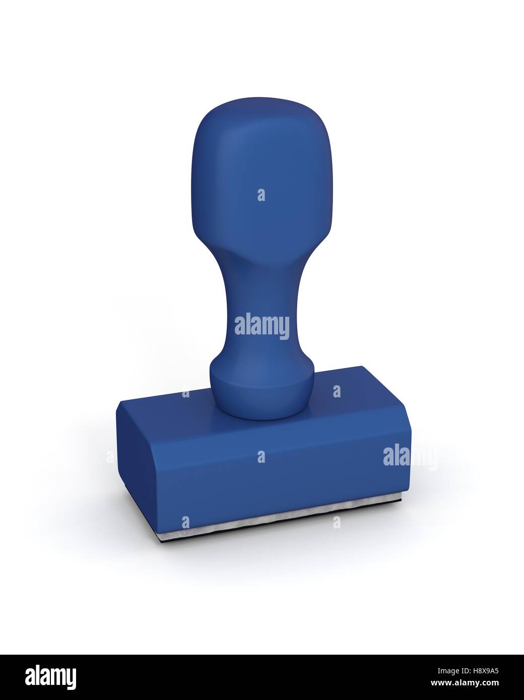 Isolated new blue plastic rubber stamps on white background. Office ...